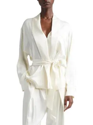 Victoria Beckham Pajama Wrap Top - Ivory