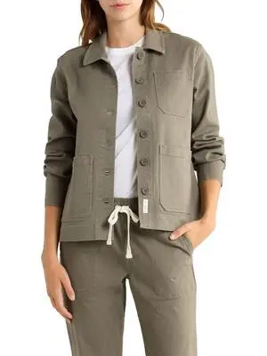 FREE FLY Folly Stretch Cotton Twill Chore Coat - Smokey Olive
