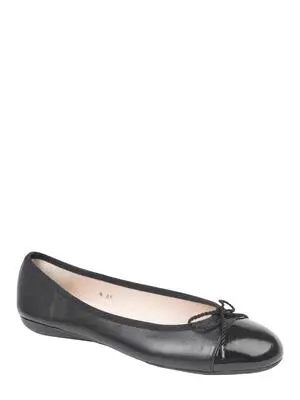 PAUL MAYER ATTITUDES Cap Toe Ballet Flat - Black/black Patent