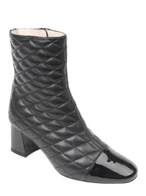 PAUL MAYER ATTITUDES Tina Quilted Leather Bootie - Black/black Patent