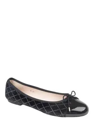 PAUL MAYER Cap Toe Ballet Flat - Black Crystal