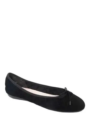 PAUL MAYER ATTITUDES Cap Toe Ballet Flat - Black Suede