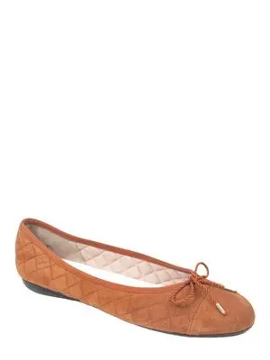 PAUL MAYER ATTITUDES Cap Toe Ballet Flat - Cognac Suede