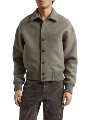 Jacquemus Jacquemus Le Feltro Virgin Wool Bomber Jacket Dark Khaki