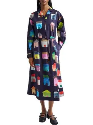 Stine Goya House Print Organic Cotton Shirtdress - Refugios