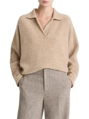 Vince Cashmere Polo Sweater - Heather Oat