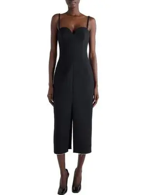 Givenchy Raw Edge Stretch Crepe Midi Dress - Black