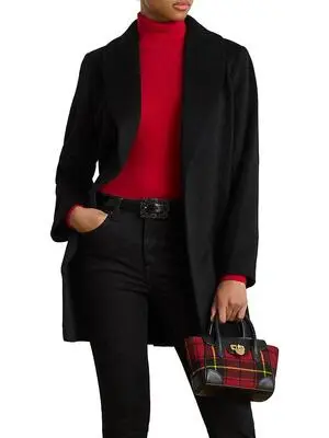 Ralph Lauren Wool Blend Wrap Coat Black