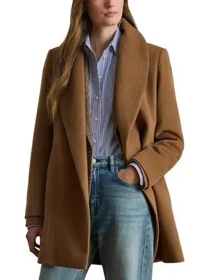 Ralph Lauren Wool Blend Wrap Coat New Vicuna