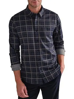 RHONE Hardy Check Flannel Button-up Shirt - Fatigue Green/true Navy Plaid