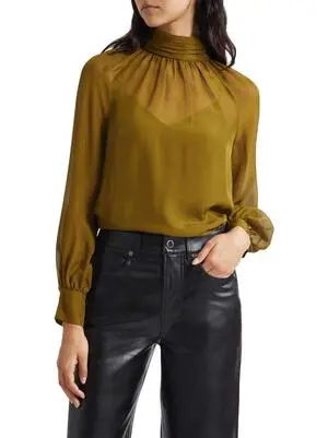 Veronica Beard Alyssa Silk Blouse - Moss