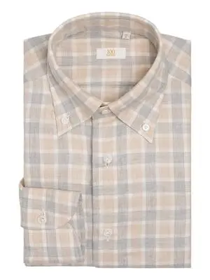 100HANDS Cotton Flannel Check Shirt - Grey