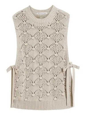 Autumn Cashmere Embellished Pointelle-knit Vest - Mushroom