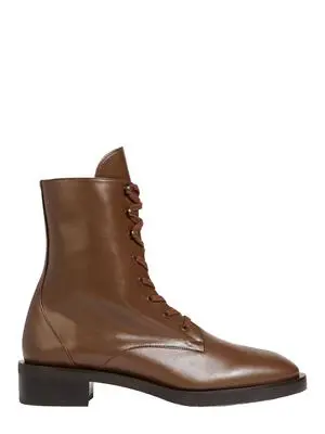 STUART WEITZMAN Sondra Leather Combat Boots - Brown