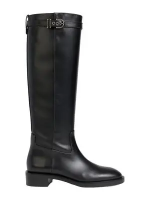 STUART WEITZMAN Maverick Buckled Leather Knee Boots - Black