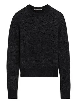 Autumn Cashmere Metallic Pointelle-knit Cashmere And Silk-blend Sweater - Black