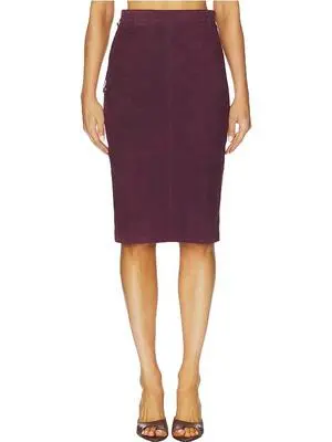 Retrofete Marcella Suede Leather Skirt - Bordeaux