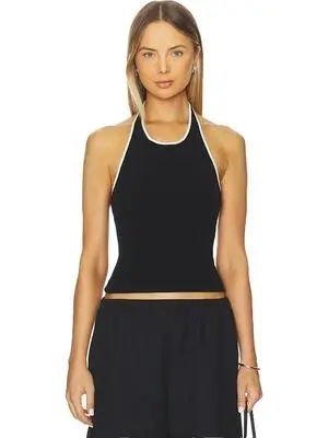ST. AGNI Fine Line Halter Top - Black