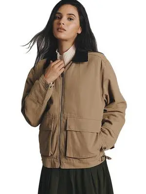 ALEX MILL Utility Zip-up Jacket - Khaki