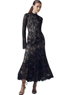 Bhldn Stretch Lace Midi Dress - Black