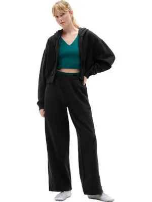 Athleta Wide Leg Fleece Lounge Pants - Black