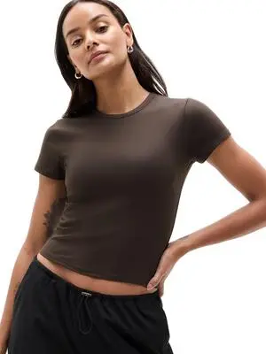 Athleta Signature Rib Crop Tee - Truffle