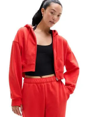 Athleta Forever Fleece Crop Full Zip - Cardinal