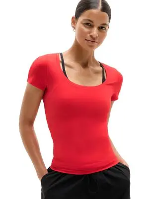 Athleta Transcend Scoop Neck Tee - Cardinal