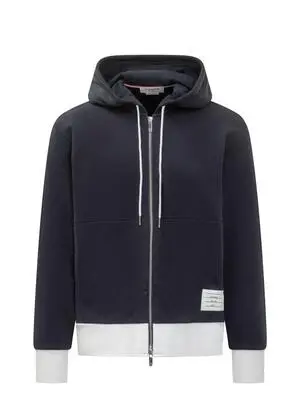 Thom Browne Two-tone Zip-up Hoodie - Blue