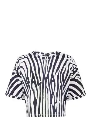 Balmain Zebra-print Cropped T-shirt - White