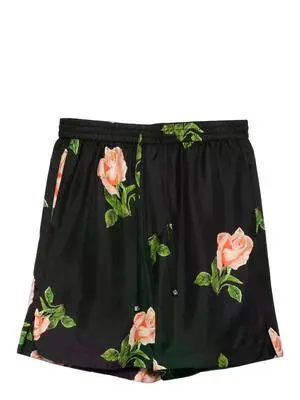 Nanushka Anish Rose-print Shorts - Black