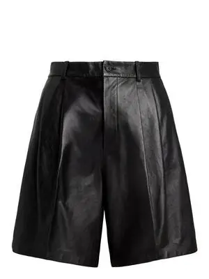 Polo Ralph Lauren Pleated Faux-leather Shorts - Black