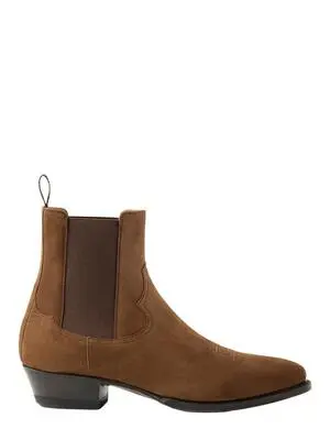 Ralph Lauren Calf-suede Chelsea Western Boot - Chestnut Brown