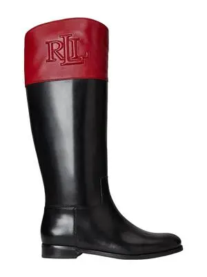 Ralph Lauren Justine Ii Leather Riding Boot - Black/festive Red