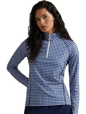 Ralph Lauren Gingham Stretch-jersey Quarter-zip - Refined Navy Gingham