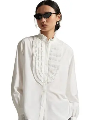 Ralph Lauren Pleated-bib Cotton-silk Shirt - White