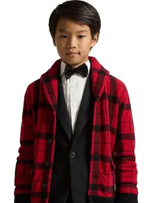Ralph Lauren Plaid Wool Shawl-collar Cardigan - Red/multi