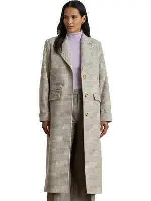 Ralph Lauren Glen Plaid Wool-blend Reefer Coat - Camel/cream