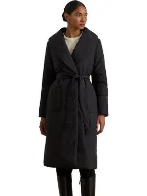 Ralph Lauren Belted Oversize-collar Puffer Wrap Coat - Black