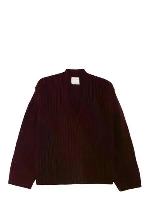 FORTE_FORTE V-neck Sweater - Red