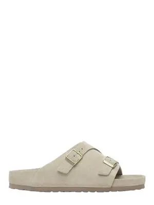 BIRKENSTOCK Zürich Suede Leather Sandals Allover Taupe