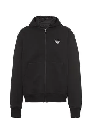 PRADA Logo Embroidered Zip-Up Hoodie