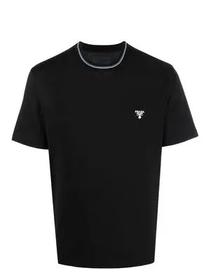 Prada Embroidered Logo T-shirt - Black