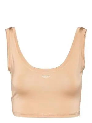 Prada Logo Stamped Tank Top - Beige