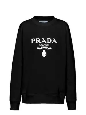 Prada Oversized Logo Print Jersey Sweatshirt - Black/white
