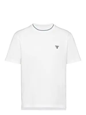Prada Embroidered Logo T-shirt - White/navy Blue