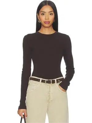 Citizens Of Humanity Pilar Waffle Crewneck Top Chocolate
