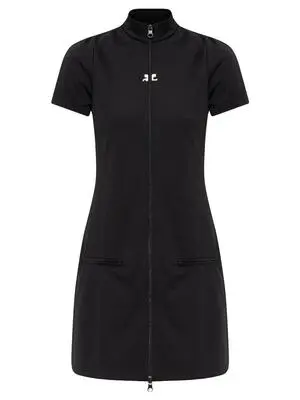 COURREGES Mini Dress With Logo - Black