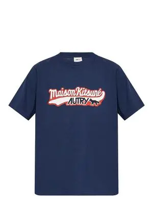 AUTRY X Maison Kitsune T-shirt - Navy Blue