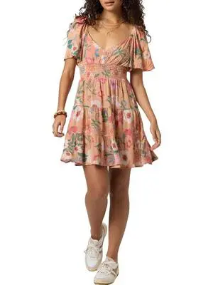 O'Neill Layken Camella Floral Tiered Minidress - Cork